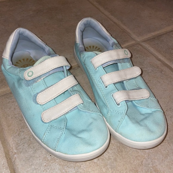UGG | Shoes | Ugg Tennis Shoes Canvas Glitter Aqua Velcro | Poshmark